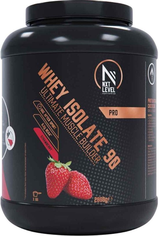 NXT Level Whey Isolate 90 - Proteïne Poeder - 2KG (66 shakes) - Aardbei ...