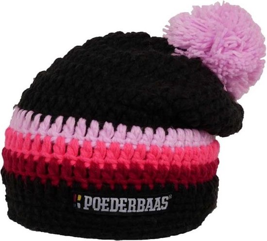 Poederbaas Lange gekleurde muts - roze/zwart/bordeauxrood | bol
