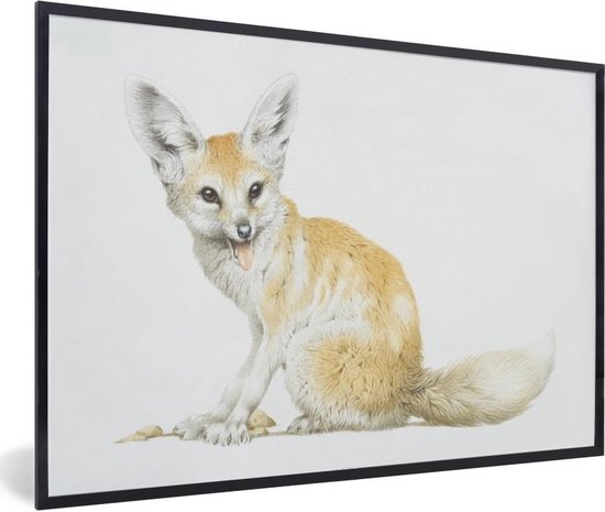 Fotolijst incl. Poster - Een kleurtekening van een fennek - 90x60 cm - Posterlijst | bol.com