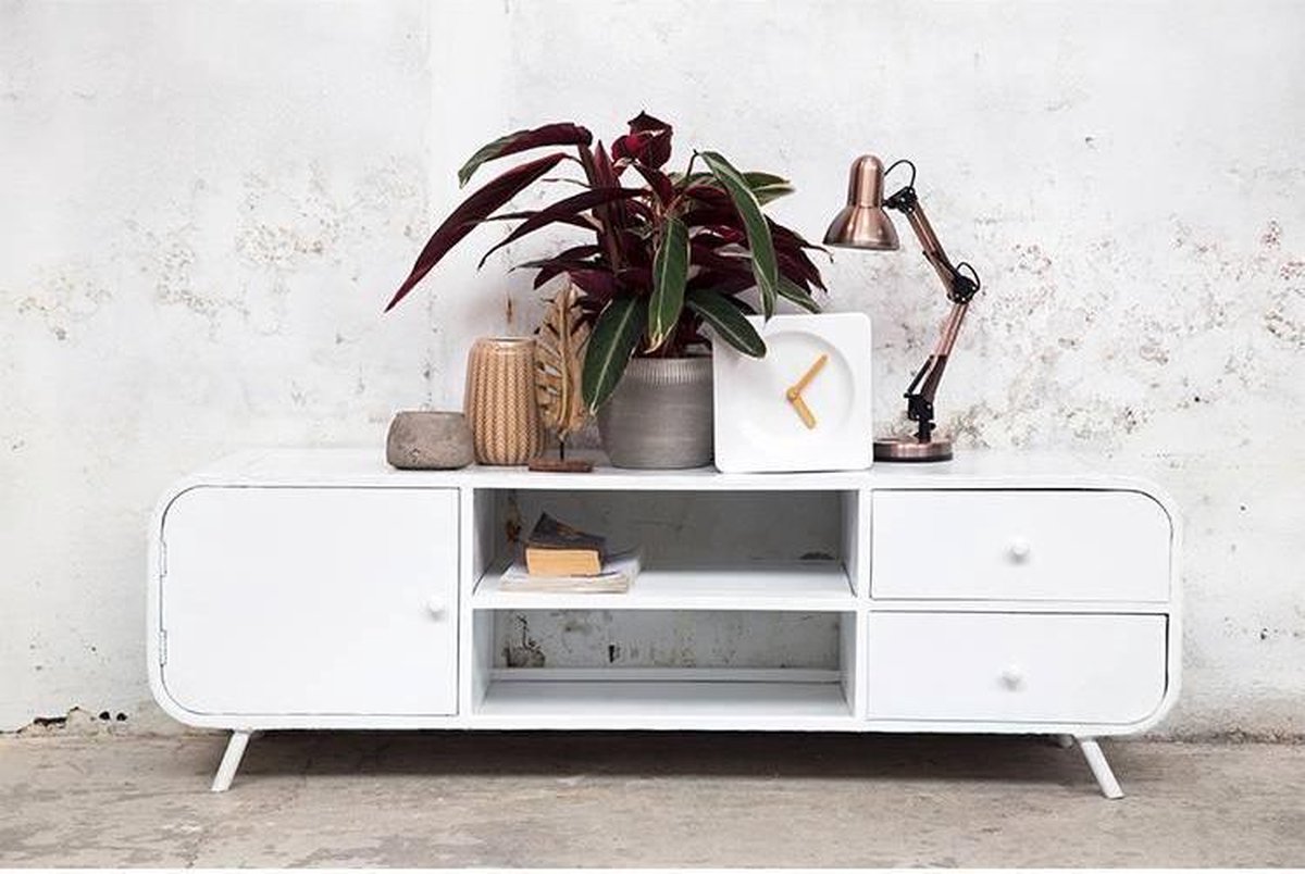 TV Meubel Wit - Metaal - 160x45x50cm - Tv-meubel Retro Large Wit - Giga ...