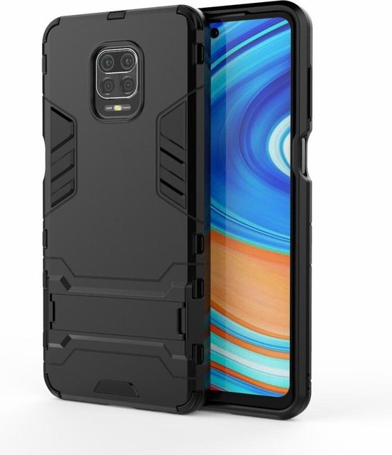 Coque Xiaomi Redmi Note 9 Pro / 9S - Béquille Armor - Zwart | bol