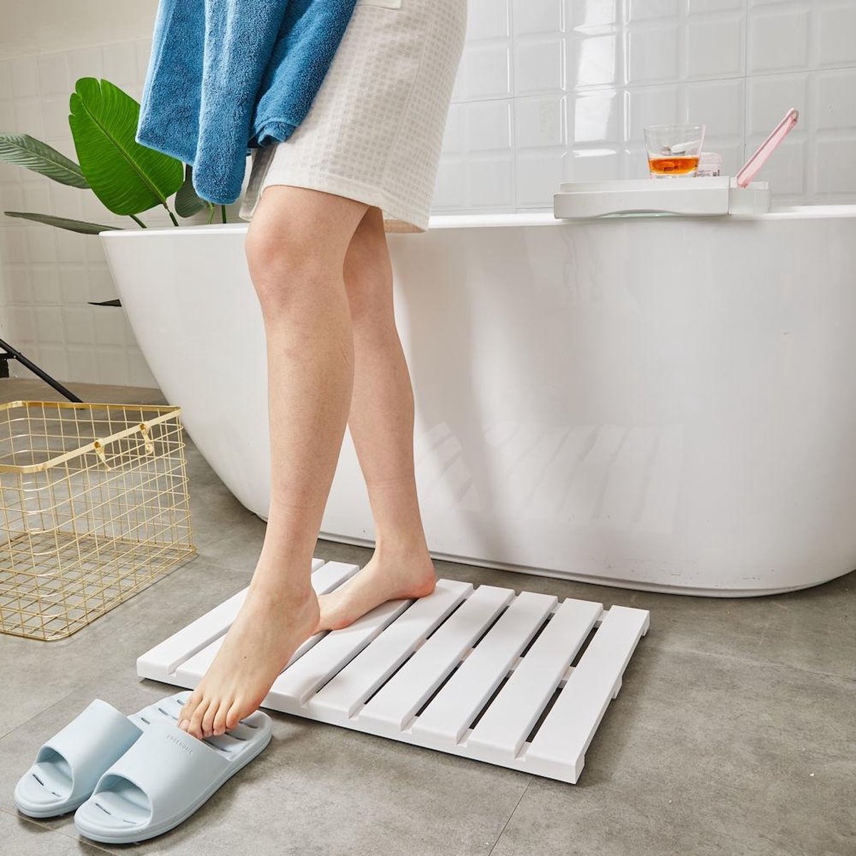 Decopatent® Badmat - Bamboe - Douchemat antislip - Voor in douche of ...