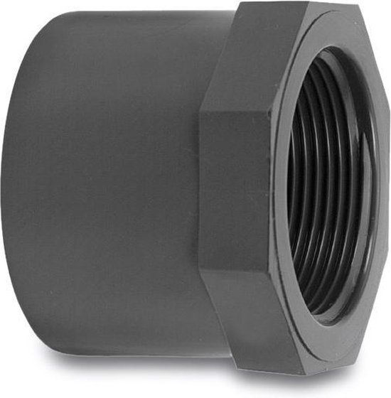 VDL Verloopring PVC-U 50 mm x 3/4" lijm spie x binnendraad 16bar grijs | bol