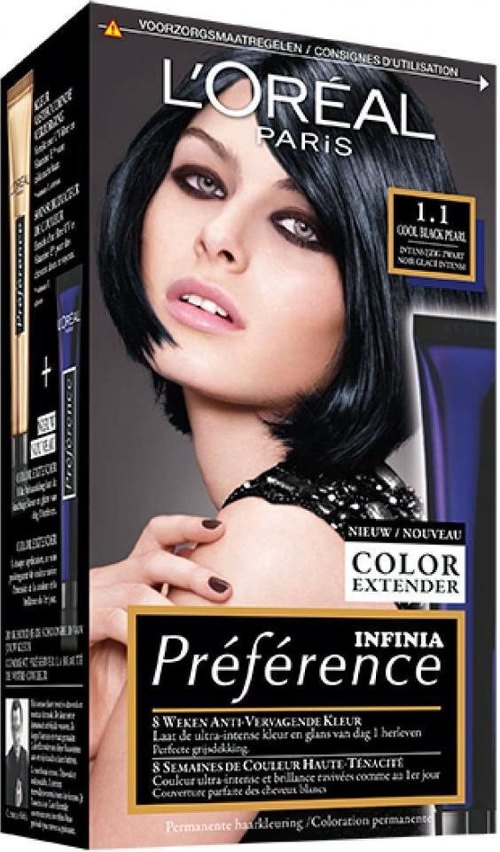 3x L'Oréal Preference Haarkleuring 1.1 Manhattan - Intens IJzig Zwart ...