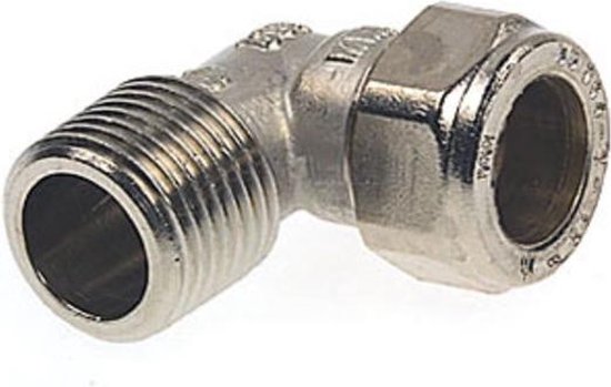 Bonfix knelkoppeling - knie - buitendraad - 3/8 x 12mm - Vertint Messing | bol