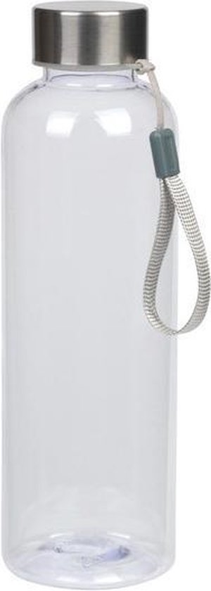 2x stuks transparante drinkflessen/waterflessen met RVS schroefdop en ...