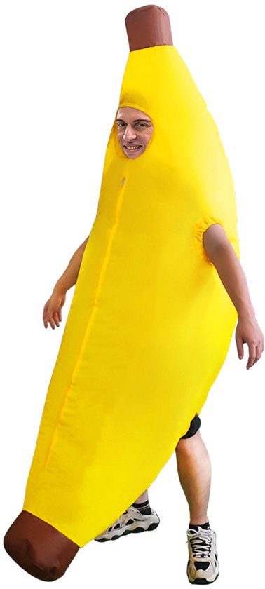 KIMU® Opblaas Kostuum Banaan Pak - Opblaasbaar Pak - Bananenpak ...