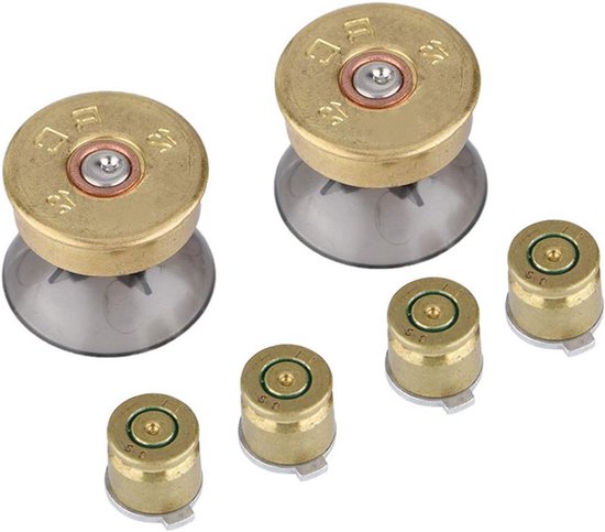 Gouden Metalen Bullet Buttons & Thumbstick Mod Kit - Set van 6 stuks | bol