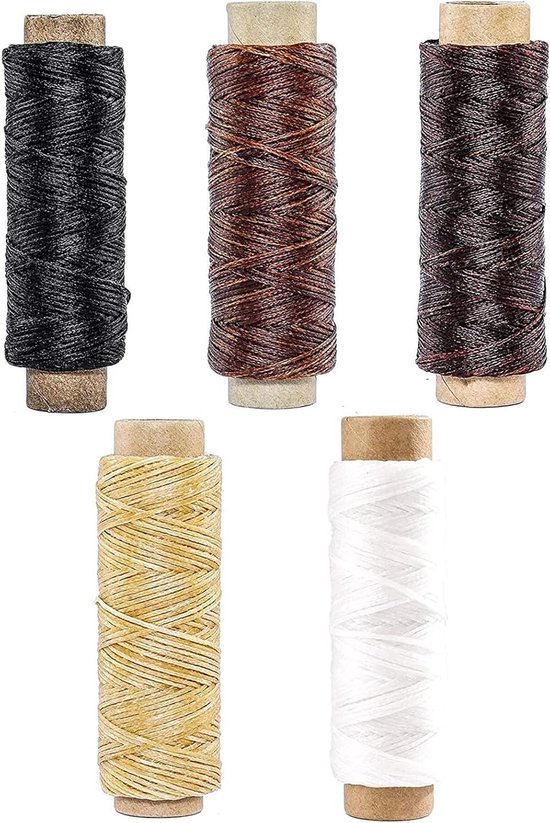 Waxed Thread for Leather Sewing - 5 Pieces, Flat Waxed, 30 m - Handmade ...