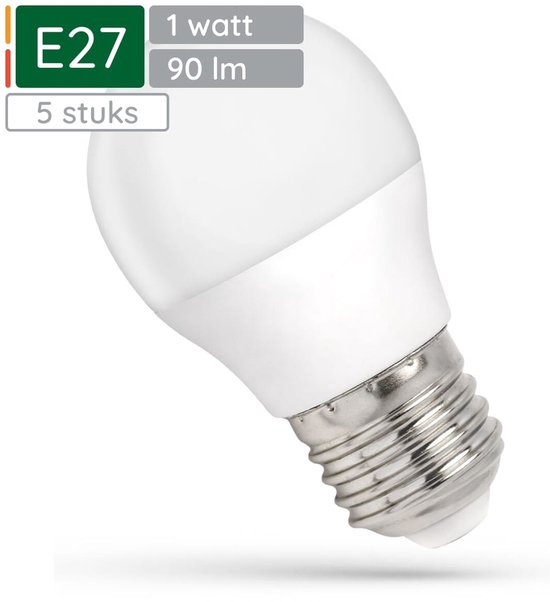Spectrum LED Kogellamp E27 1W - 230V - 90 Lumen - 3000K Warm wit ...