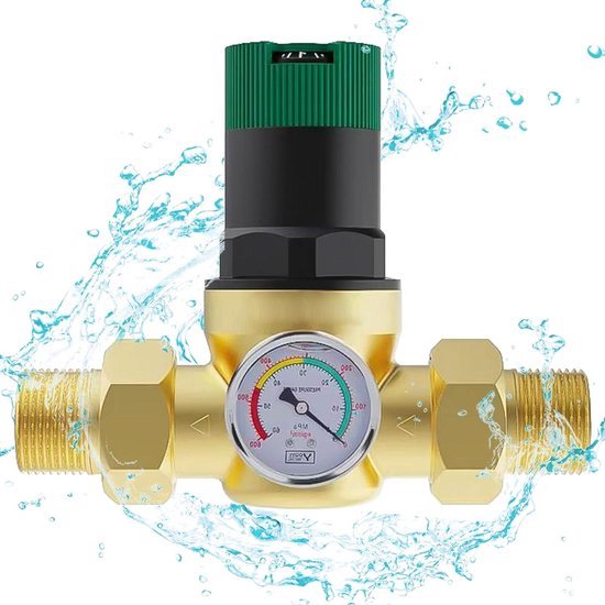 Waterdrukregelaar met manometer - 1/2 inch huisaansluiting - waterfilter - waterdrukmeter | bol