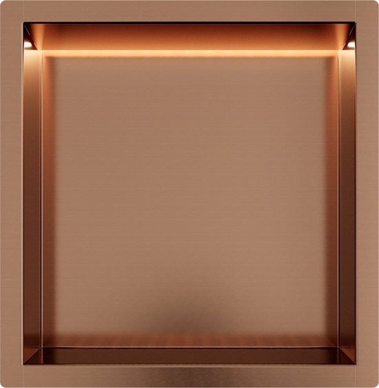 Copper RVS Inbouwnis 30x30x7cm met RGB verlichting - Inbouwnis badkamer ...