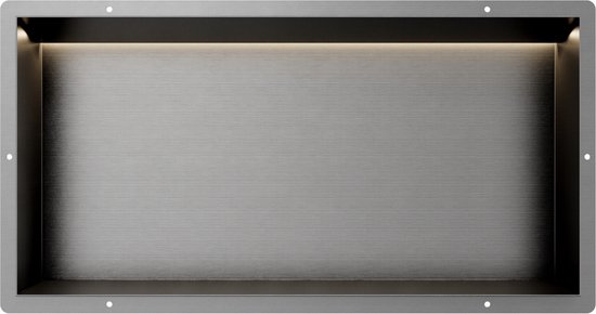 Gun Metal RVS Inbouwnis 30x60x10cm met tegelflens LED verlichting | bol