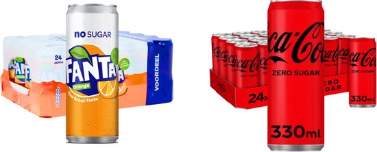 Coca Cola Zero & Fanta Orange Zero - sleekcan - Combi - 2x 24x33 cl - NL | bol
