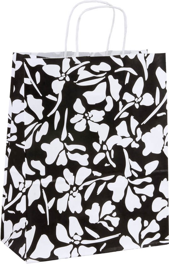 Papieren tasjes 50 stuks - Zwart en Zwart-Wit en Print / Multi colour ...