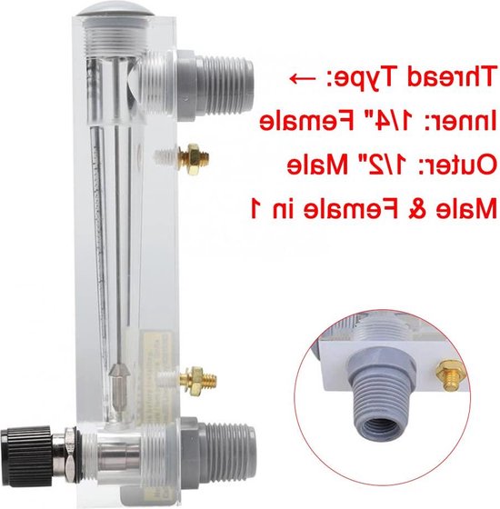 Waterstroommeter - Acryl Debietmeter met regelbare knop - 0.1-1 GPM | bol
