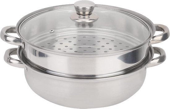 Stoomkokenset 27cm - roestvrijstaal - dubbele stoompan - poreus design ...