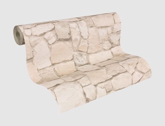 EverWall Designs - Stone Beige - Natuurstenen Behang - Grote Stenen ...