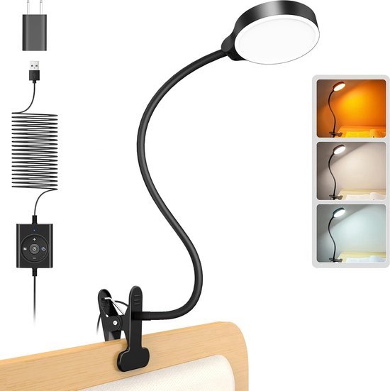 5 W klemlamp voor bed, 36 leds, clip-on bedlamp, 3 verlichtingsmodi en ...