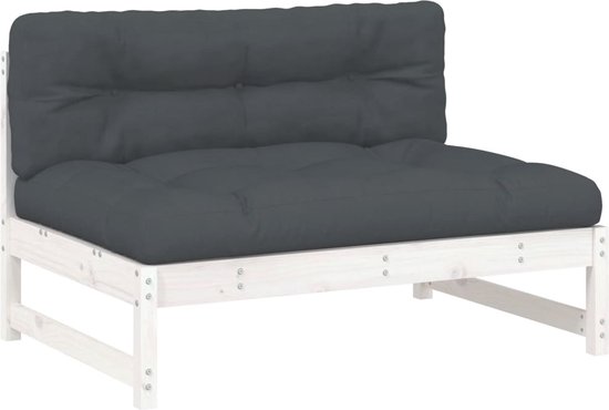 vidaXL Middenbank - 120x80 cm - Grenenhout - Wit | bol