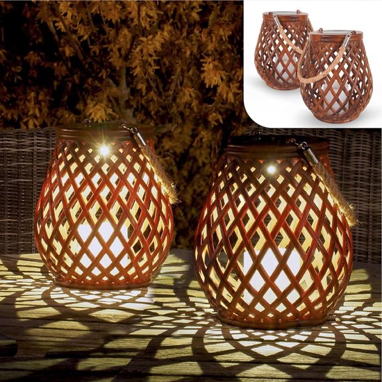 Solar Tuinverlichting - Led Lantaarn met Sensor - Set van 2 - Rotan ...