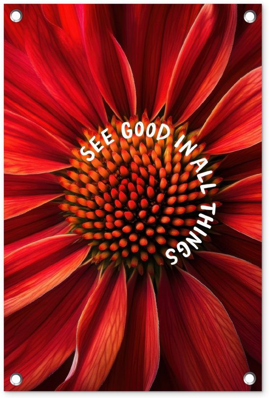 Tuinposter 40x60 cm - Tuindecoratie Close up - Bloem - Quote - Rood ...
