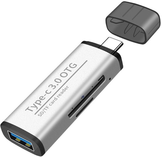 USB-C naar SD + Micro-SD (tf) + USB 3.0 Female - compacte kaartlezer ...