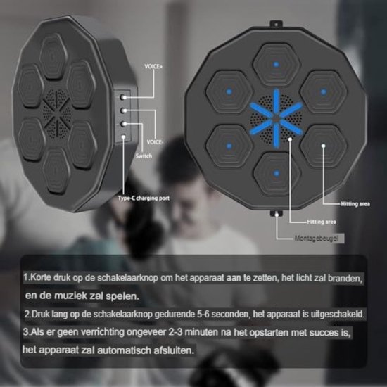 Punchmate Boksmachine Muziek - Bokswand voor boksen - Muurbevestiging | bol