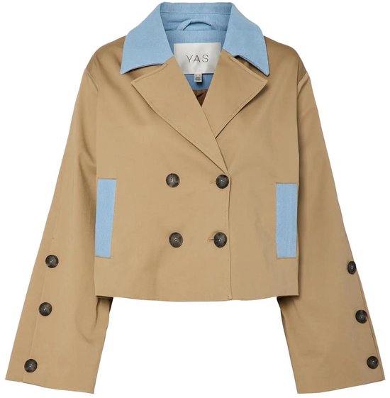 Y.A.S. Trenchy LS Short Trenchcoat Travertine-Denim | bol