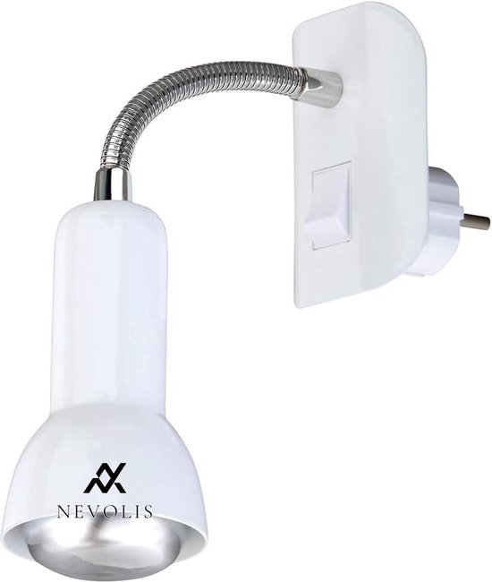 Nevolis Stekkerlamp flexarm wit E14 25 watt spotlamp met stekker . | bol