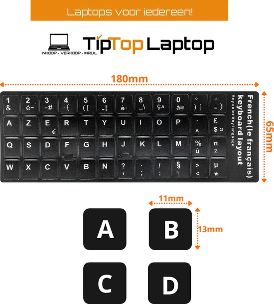 TipTop Laptop - Frans/ Belgische AZERTY toetsenbord stickers - French ...