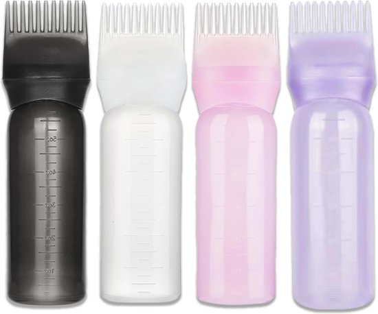 Haarolie-applicatorfles met borstel - 4 stuks - haarverf - 120 ml | bol