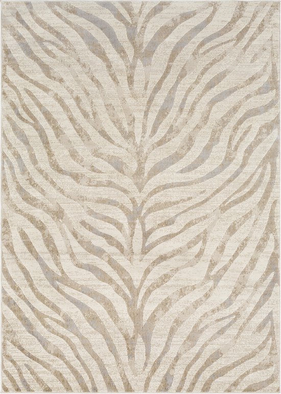 SURYA - CYBELE - Stijlvol tapijt met zebrapatroon en boho flair - Grijs ...