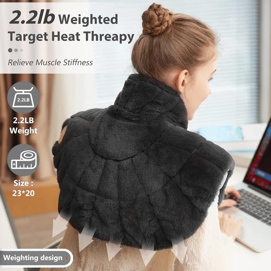 Gewogen verwarmingskussen voor nek en schouders – extra groot met 6 ...