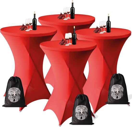 Statafelrok Rood x 4 – ∅80-85 x 110 cm inclusief Opbergtas – Statafelhoes Stretch Stof... | bol