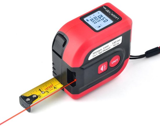 Laser-meetlint 2-in-1 met groot LCD-display en nauwkeurige metingen tot ...