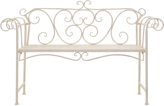 vidaXL Tuinbank - 132 cm - Metaal - Antiekwit Tuinbank - Bankje ...