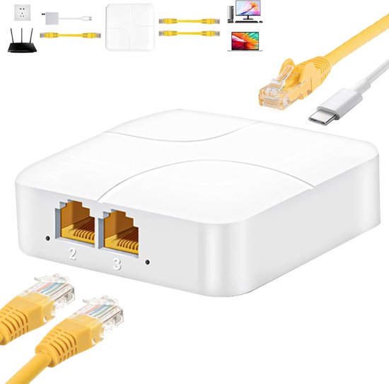 DD® Internet Splitter - Netwerk Spiltter - Internetkabel - 8x8x2cm ...