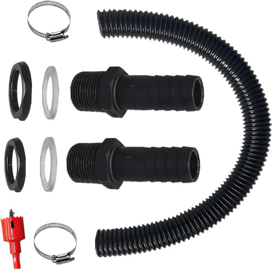 Regenton aansluitset met doorvoer en slangklemmen - eenvoudig installeren - 2 stuks | bol