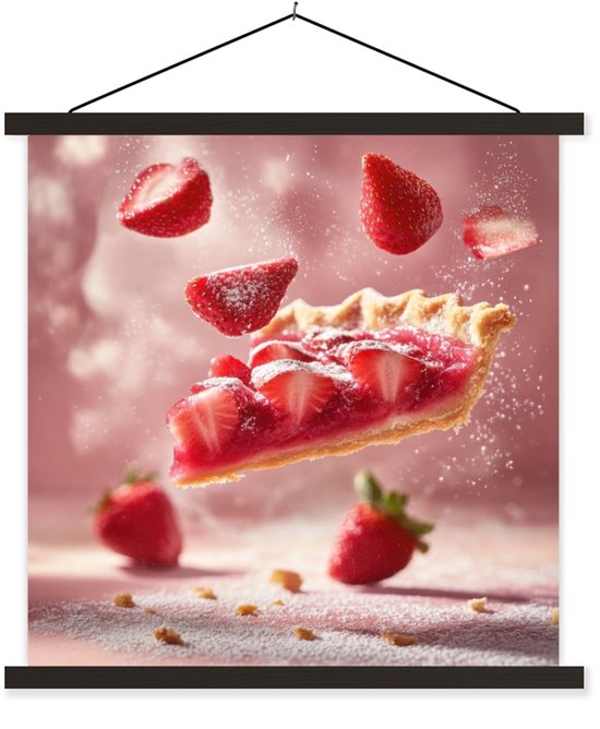 Posterhanger incl. Poster 90x90 cm - Schoolplaat - Aardbei - Taart ...