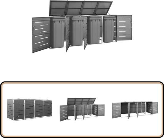 vidaXL Containerberging - 4-delig - 276x77x112 cm Afvalbakberging ...