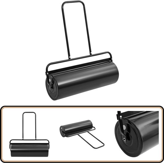 vidaXL Gazonroller - 63L - Zwart - IJzer en Staal Gazonroller - Gazon ...
