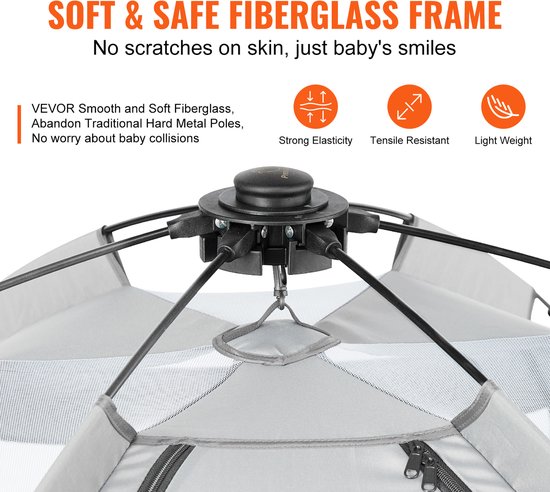 VEVOR 152 x 152 x 94 cm Babybox met Hemeltje, Oxford-doek + Mesh-stof ...