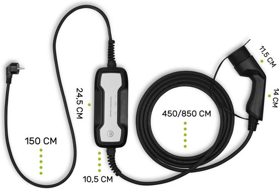 Besen Mobiele Thuislader voor EV - Type 2 Mennekes - 16A 1 fase (3.7 kW ...
