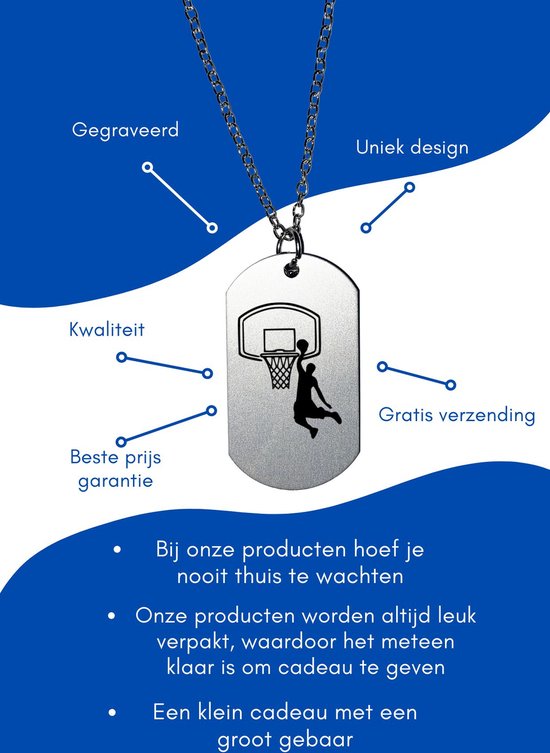 Akyol - basketbal ketting - Basketbal - cadeau basketballer - leuk ...