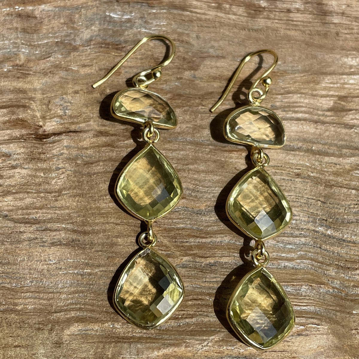 Goudkleurige oorhangers met gele topaas - Sterling silver 925 ...
