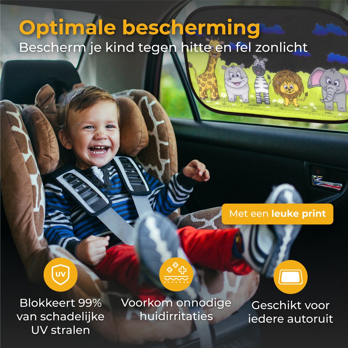 Nuvance - Zonnescherm Auto - 2 Stuks - met UV Protectie voor Baby en ...