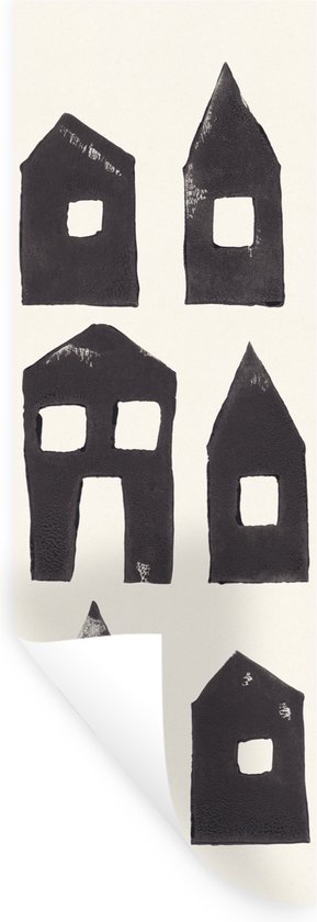 Muurstickers - Sticker Folie - Huis - Pastel - Zwart - Abstract ...