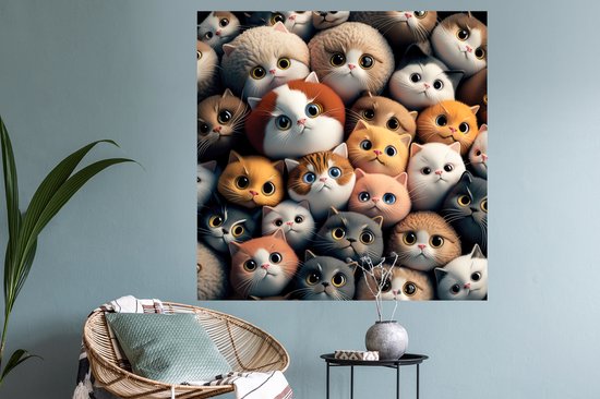 Muurstickers - Sticker Folie - Poes - Kat - Design - Bruin - Grijs ...