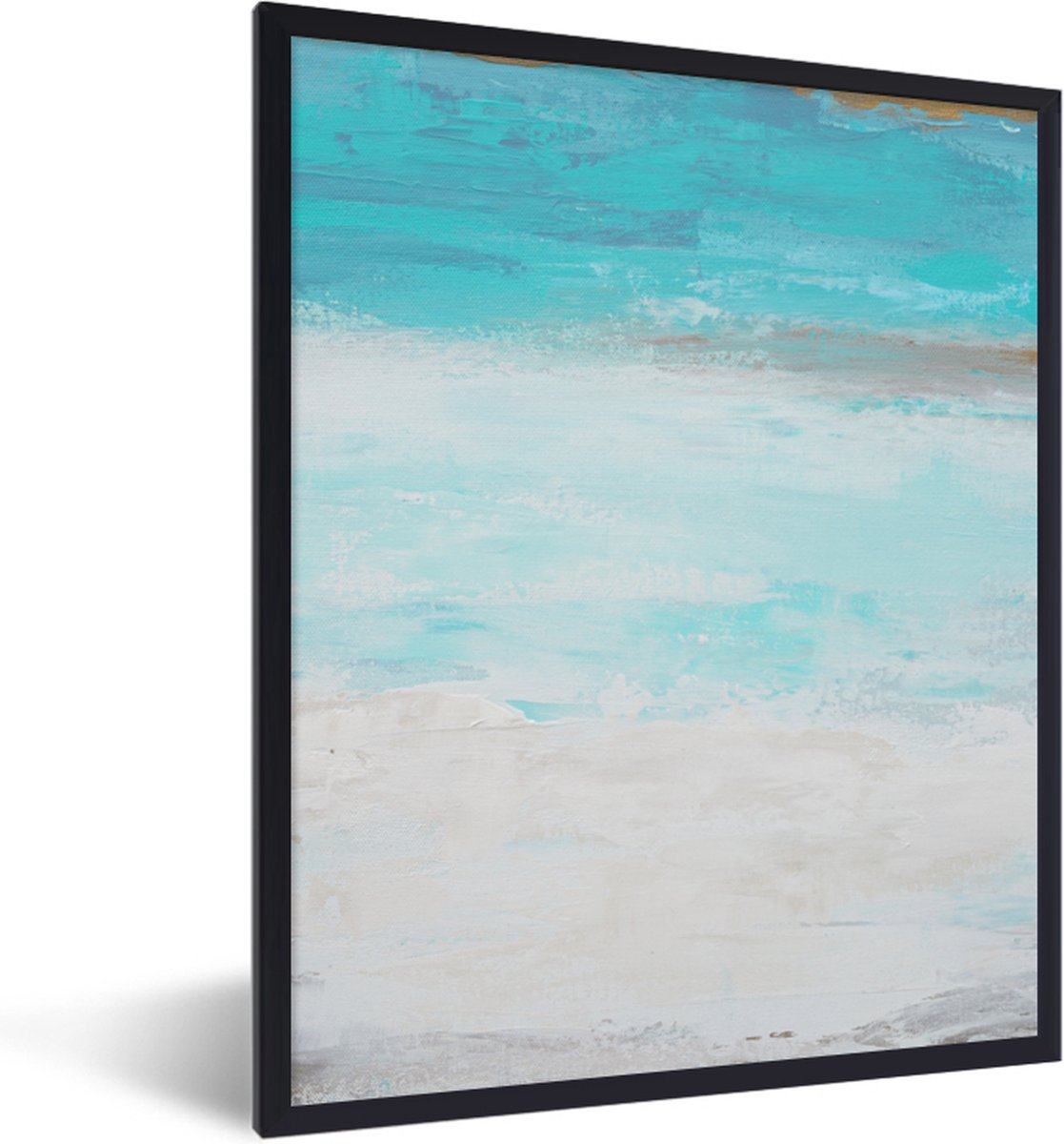 Fotolijst incl. Poster - Verf - Blauw - Wit - Kunst - 60x80 cm ...